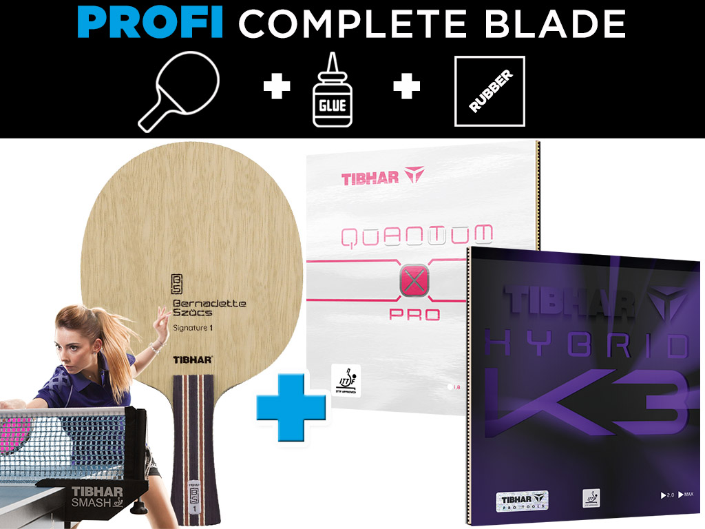 PROFI raketa TIBHAR Szőcs Bernadette Signature 1 + Tibhar Quantuum X Pro (pink) + Hybrid K3 ...