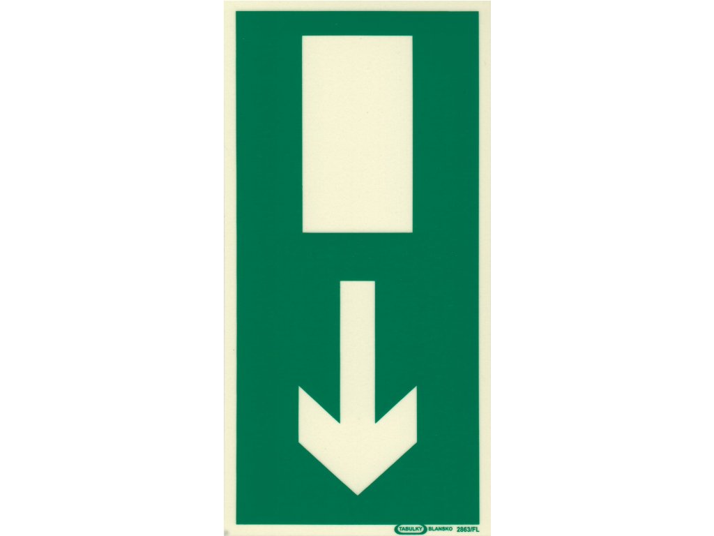 Nouzový východ - šipka dolů (FL samolepka 105x210 mm) - Bezpečnostní ...