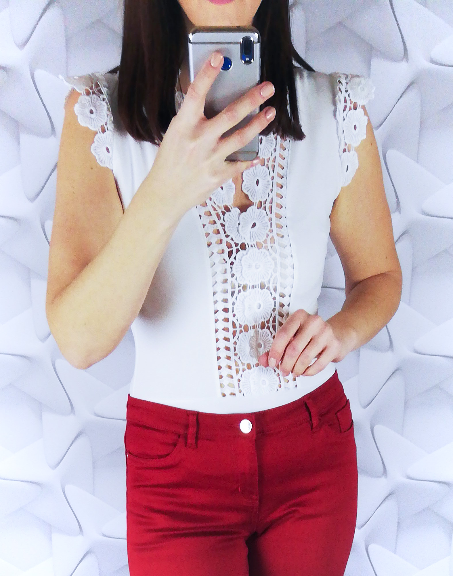 Dámske body s čipkovými aplikáciami biele - Tentation.sk