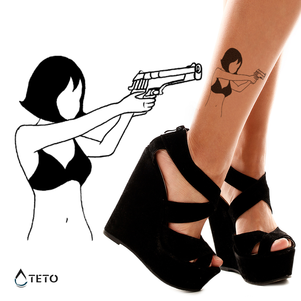 TETO - Temporary tattoos - A woman with a gun