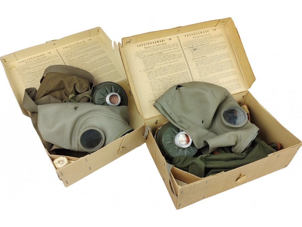 Plynová maska Finsko M1939 PARA Folkgasmask poškozená - TINERO