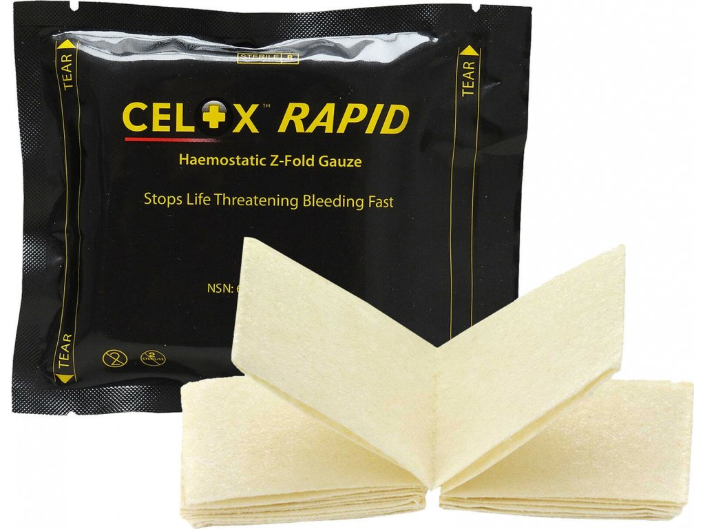 Celox Rapid hemostatická gáza na zastavení krvácení (obvaz kapesní ...