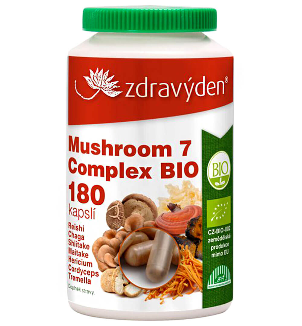 Zdravý den Mushroom 7 Complex BIO 180 kapslí - U Kubíčka