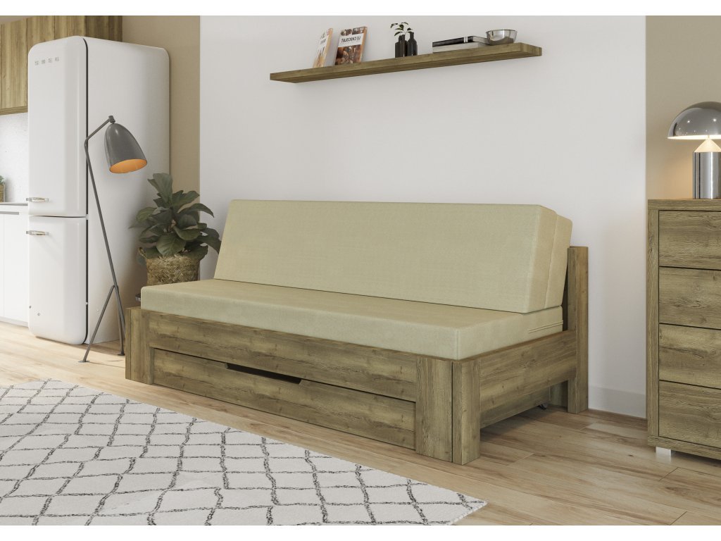 ALEXA rozkládací postel bez područek s úložným prostorem