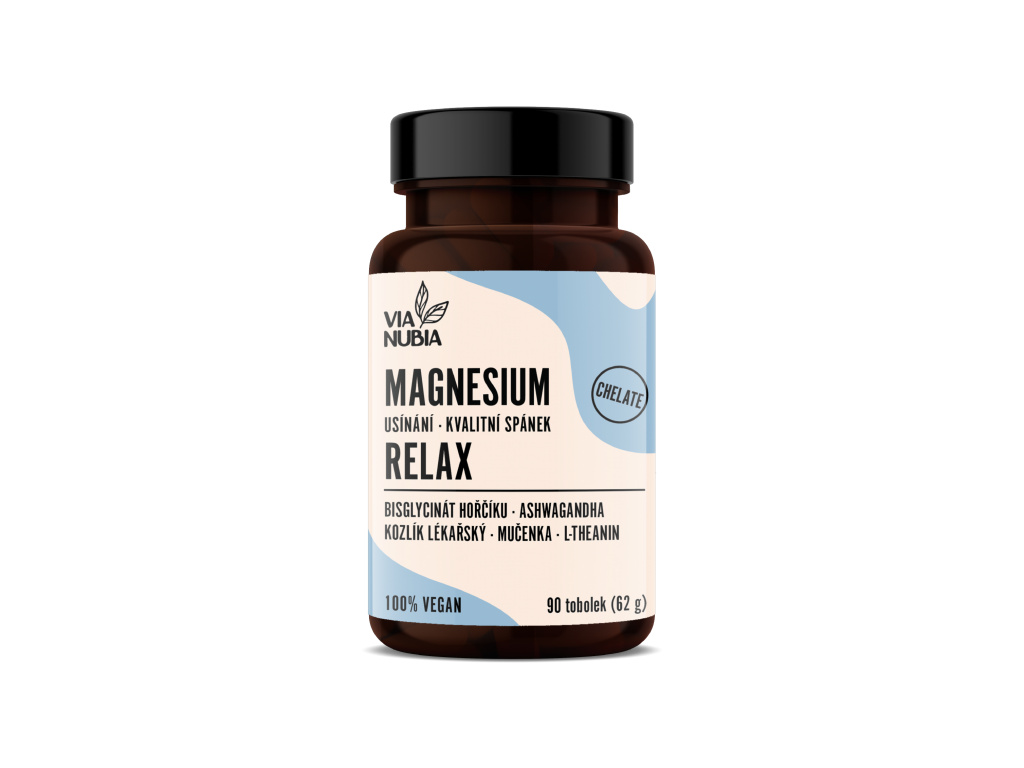 Magnesium RELAX + ashwagandha + kozlík + mučenka, 90 kapslí - ViaNubia