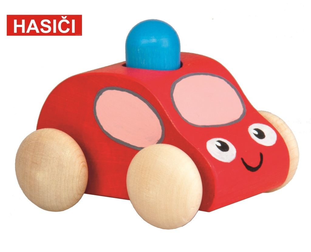Pískací autíčko červené - HASIČI - Vyrobenoprodeti.cz