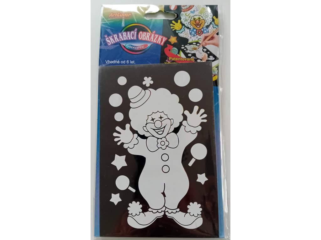 Škrabací obrázky - překvapení - Klaun - Výtvarné hračky