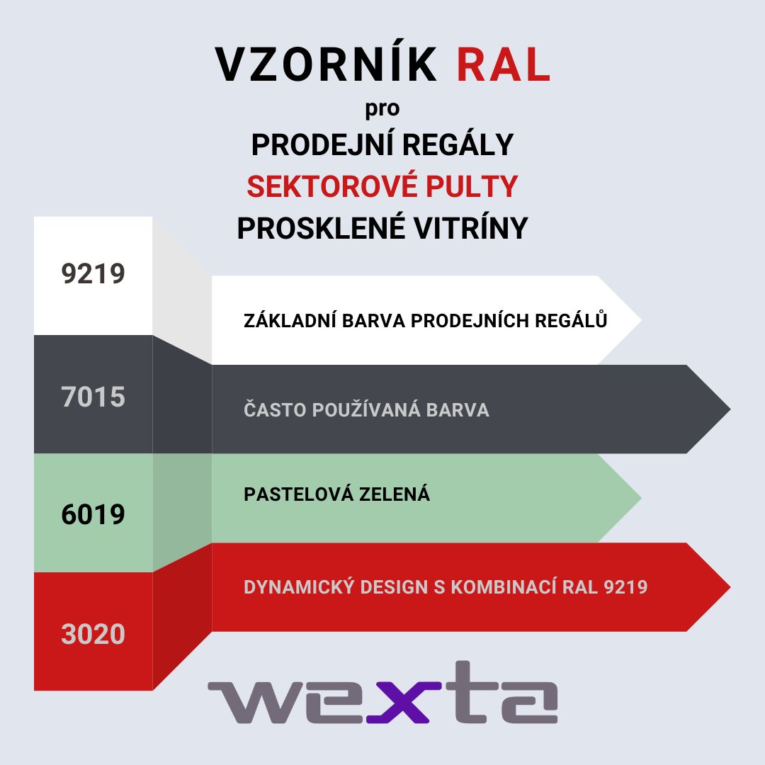 Vzorník barev RAL - Prodejní regály, vitríny, pulty | Wexta.cz