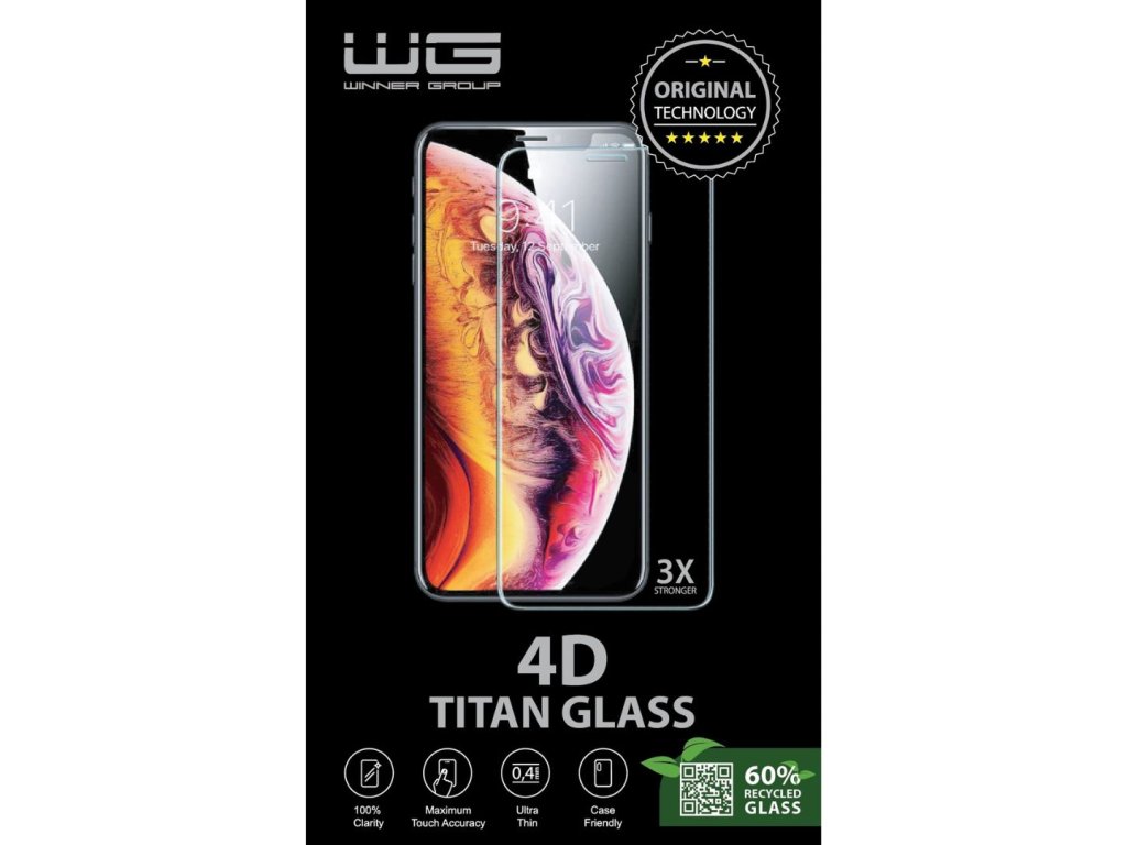 Szk o Hartowane 4D Full Glue iPhone XS Max iPhone 11 Pro Max Czarne WINNER GROUP WG