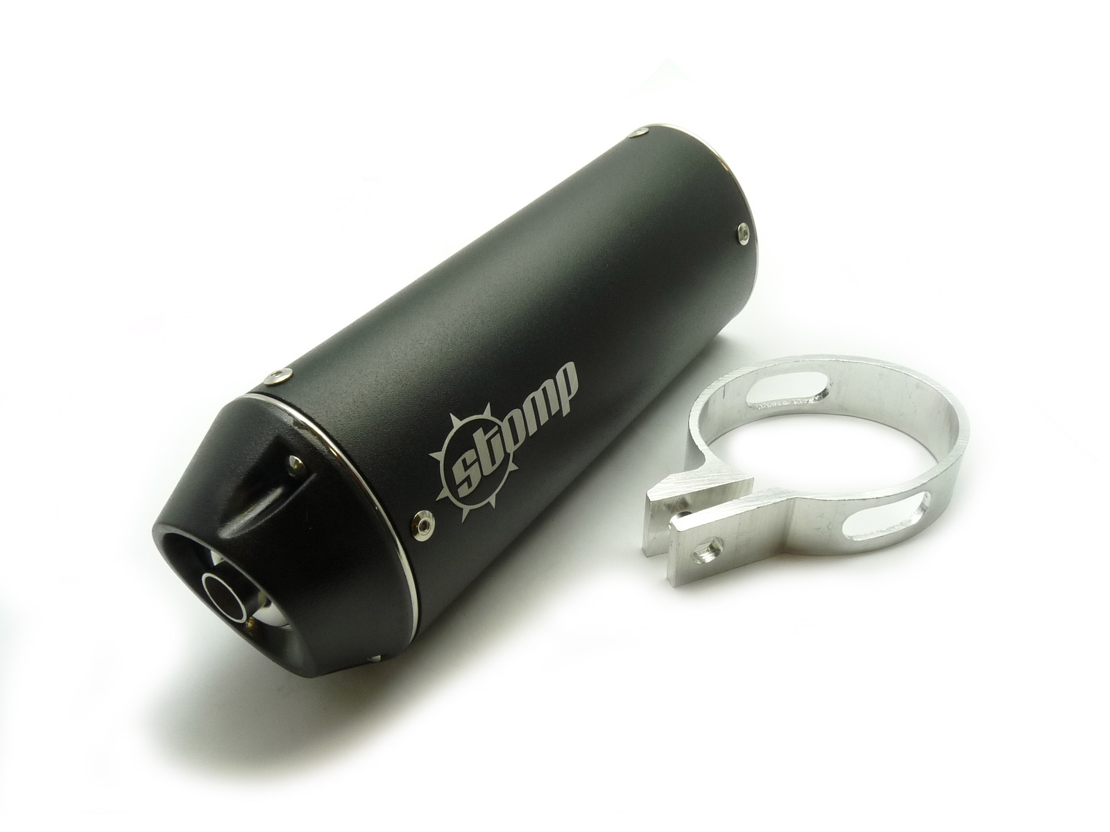 pitbike koncovka výfuku oválná, černá s logem Stomp utlumená 38mm - WMX ...