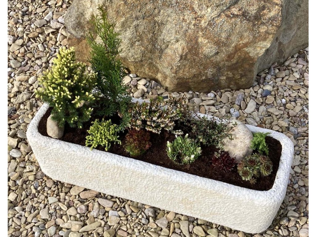 AKCE 2ks Kamenný truhlík z pískovce - truhlík, délka 84cm, šířka 29cm, výška 22cm - ZAHRADNÍ ...