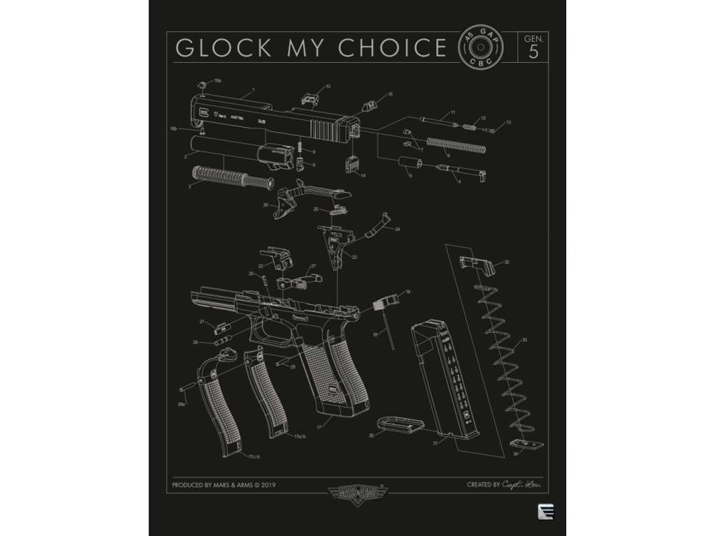 Mars&Arms triko Glock schema | ☀️ Zbraně a střelivo Šubrt